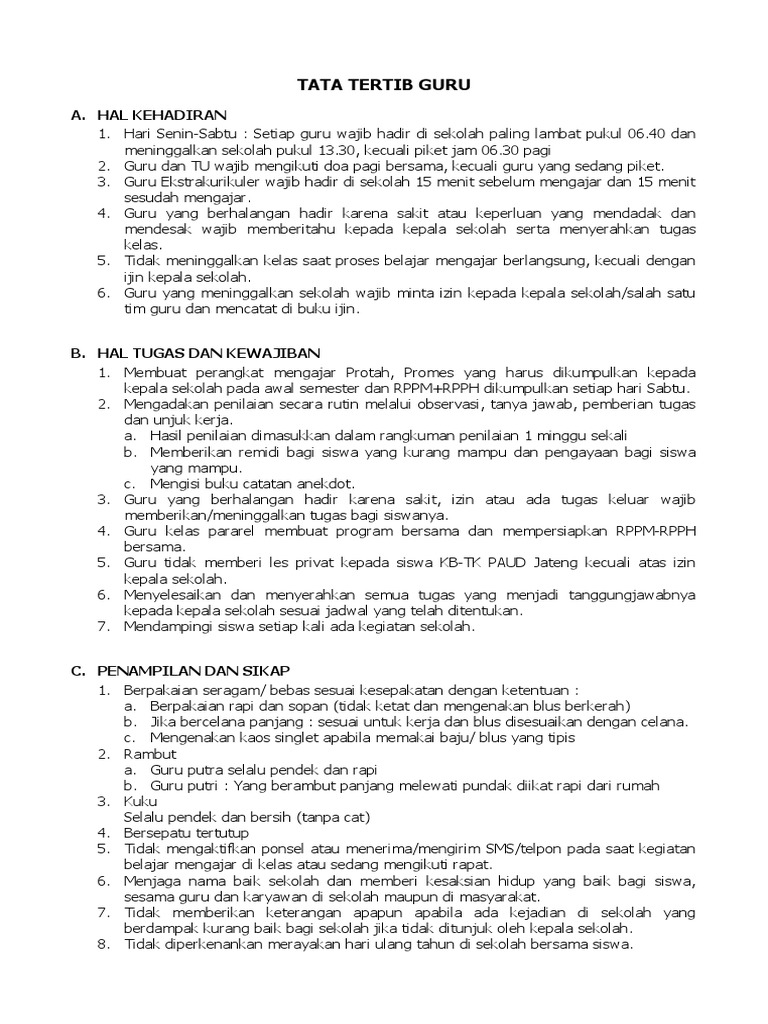 Tata Tertib Guru Sekolah | PDF | Kesehatan Holistik