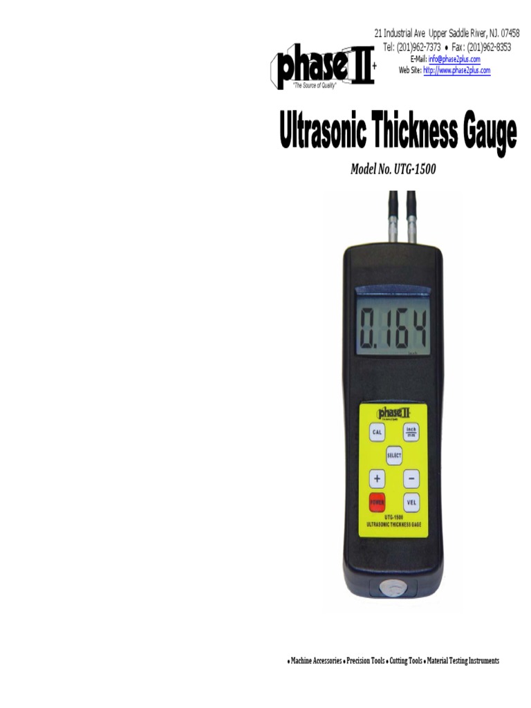UTG-1500 Manual 2009-Booklet | PDF | Ultrasound | Physical Sciences