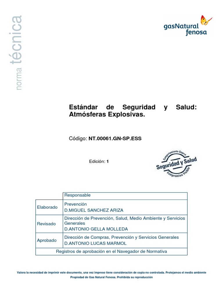 NT.00061.GN-SP - ESS ED.1 Atm Sferas Explosivas | PDF | Riesgo | Gases