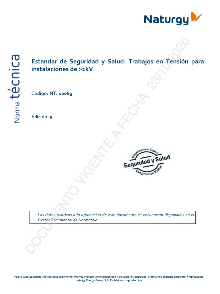 NT.00069.GN-SP - ESS ED.3 Trabajos en Tensi N para Instalaciones de M s1kV | PDF | Aislador ...