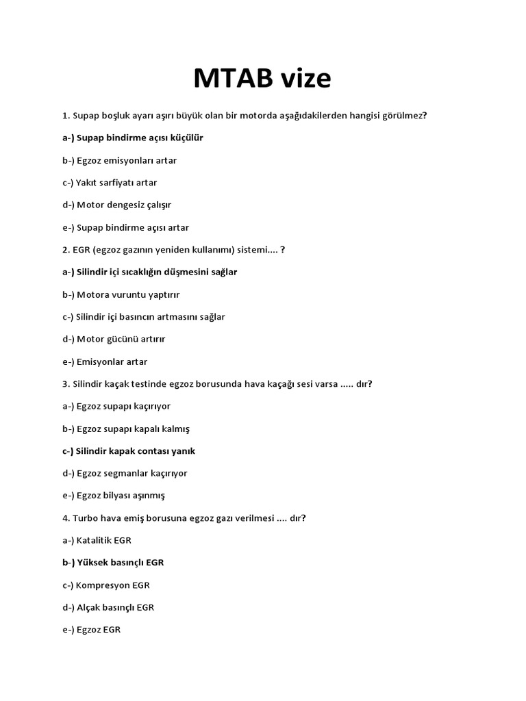 MTAB vize soruları | PDF