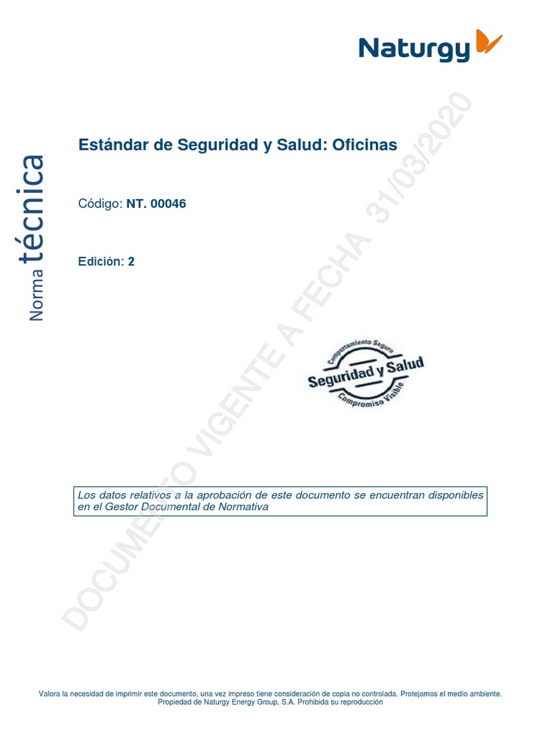 NT.00046.GN-SP - Ess ED.2 Est Ndar de Seguridad y Salud. Oficinas | Descargar gratis PDF ...