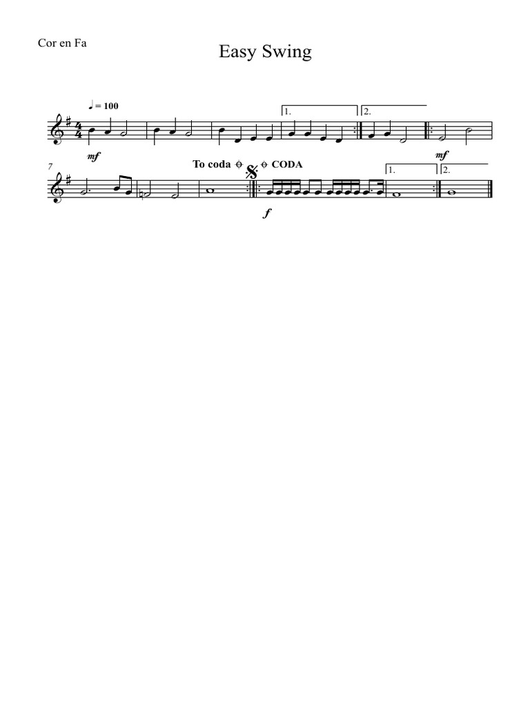 Easy Swing - Cor en Fa | PDF