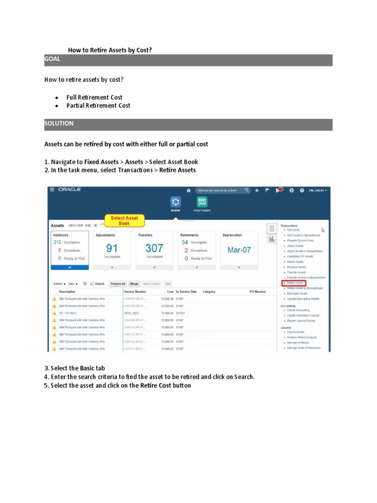 Asset Retirement by Cost and Unit | PDF | Button (Computing) | User Interface