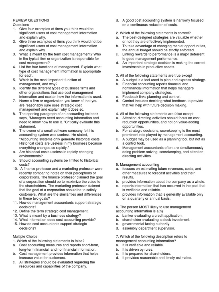 Strat Chap 1 | PDF | Management Accounting | Cost Accounting