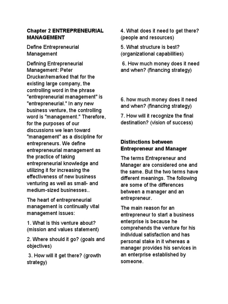Chapter 2 ENTREPRENEURIAL MANAGEMENT | PDF | Entrepreneurship ...
