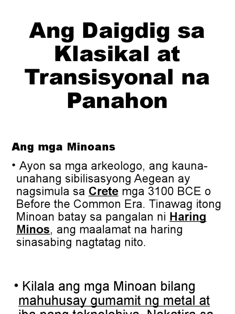 Ang Daigdig Sa Klasikal at Transisyonal Na Panahon | PDF