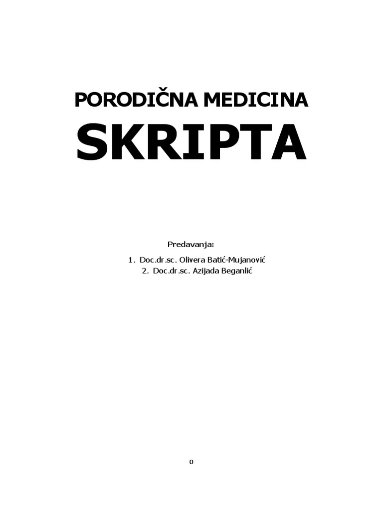 Porodicna Medicina Skripta - Predavanja | PDF