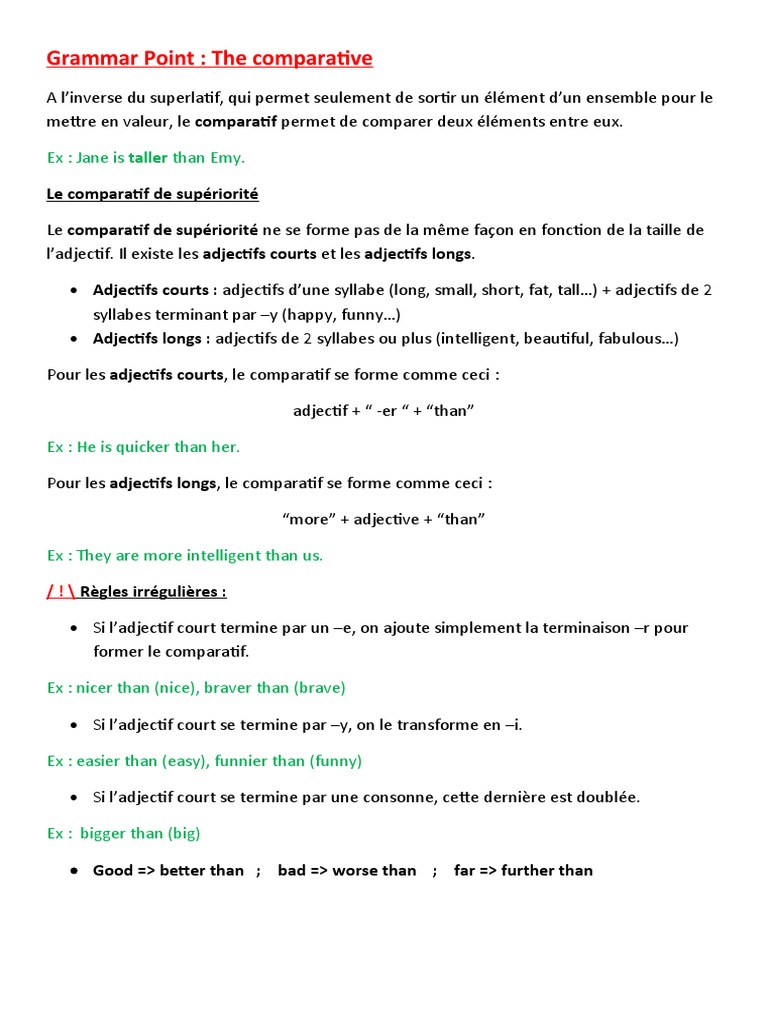 Comparatif et superlatif en anglais | PDF | Arts du langage et discipline