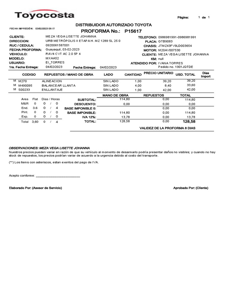 Proforma P15617 | PDF | Vehículo de motor | Vehículos