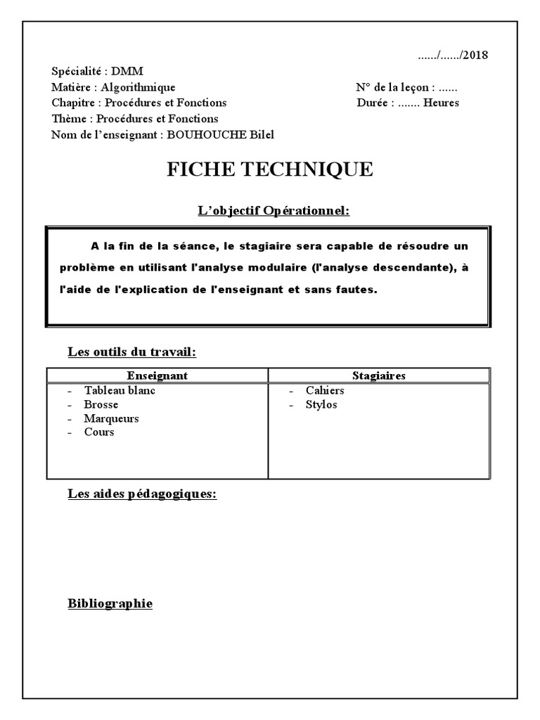 Procédures et Fonctions en Algorithmique | PDF | Programme informatique | Programmation