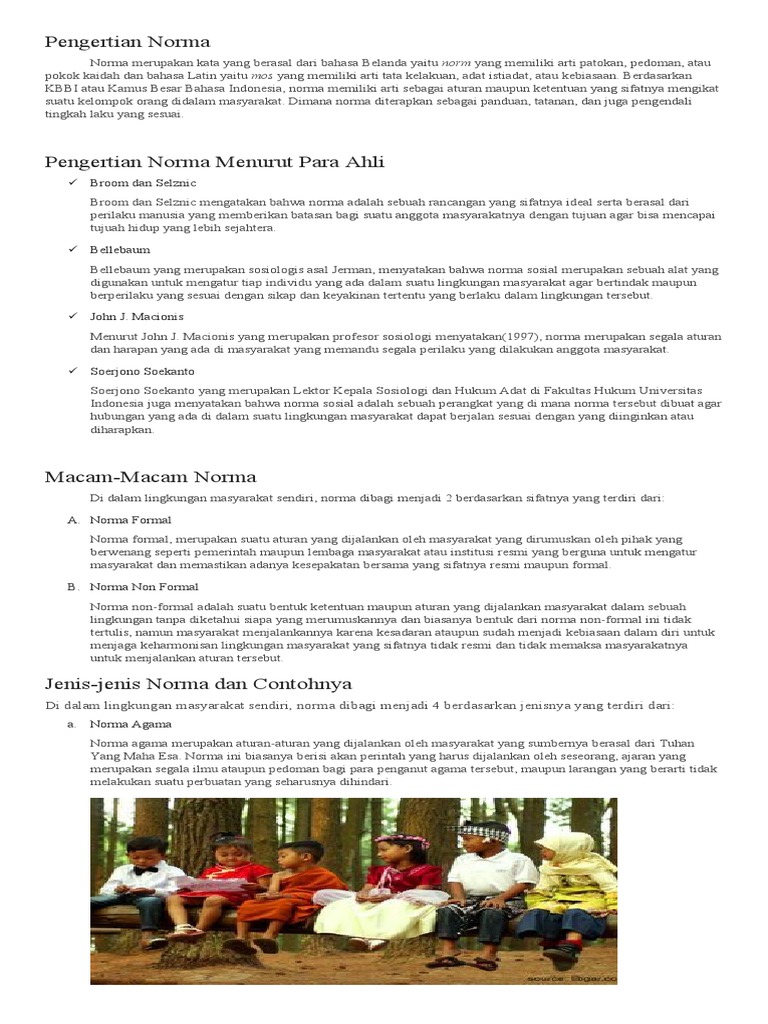 JENIS-JENIS NORMA DAN CONTOHNYA | PDF