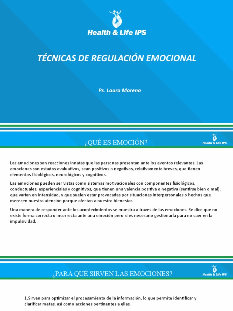 Tecnicas De Regulacion Emocional Pdf Las Emociones