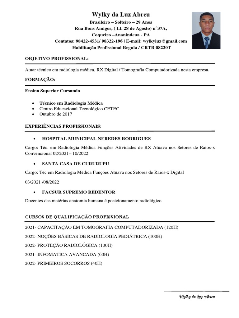 Wylky Da Luz Abreu Curriculum 2022 | PDF