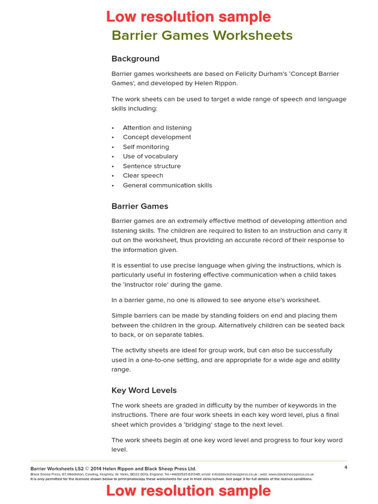 Barrier Worksheets Samples | PDF | Cognitive Science | Cognition