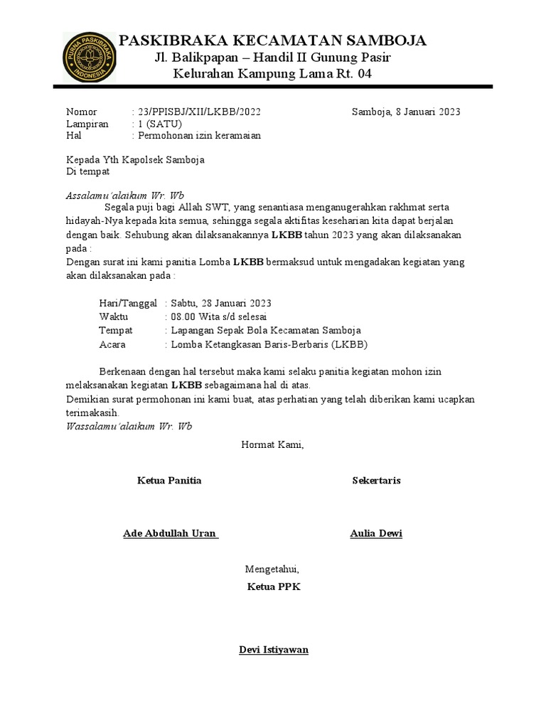 Surat Izin Kegiatan | PDF