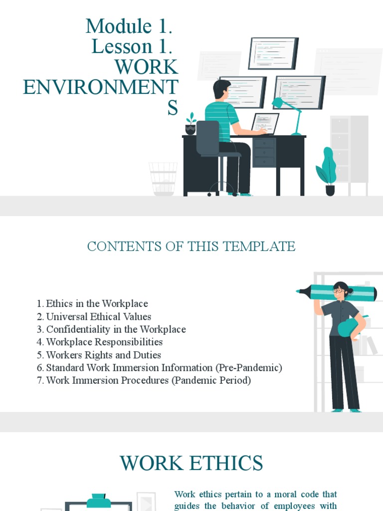 Work Immersion Module 1 Lesson 1 Work Environments | PDF | Employment | Confidentiality