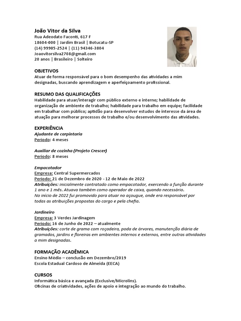 Curriculo João Vitor | PDF