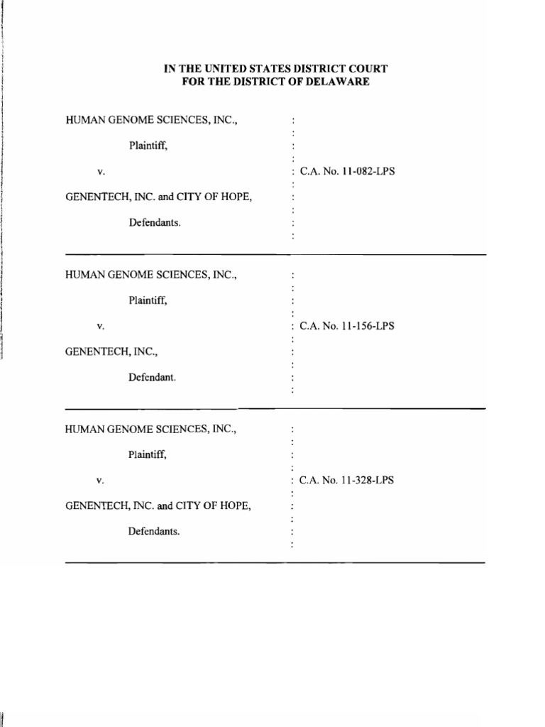 Human Genome (11-082) | PDF | Declaratory Judgment | Lawsuit