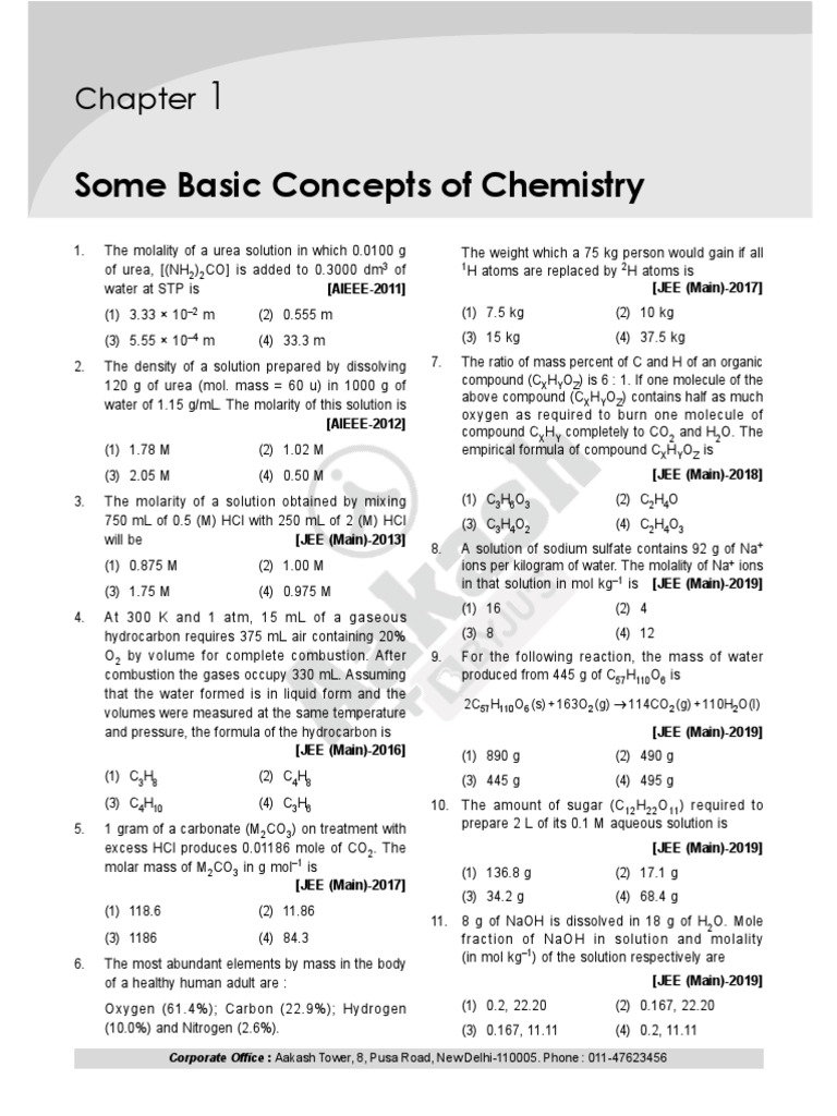 C - Ch-01 - Some Basic Concepts of Chemistry | PDF | Mole (Unit ...