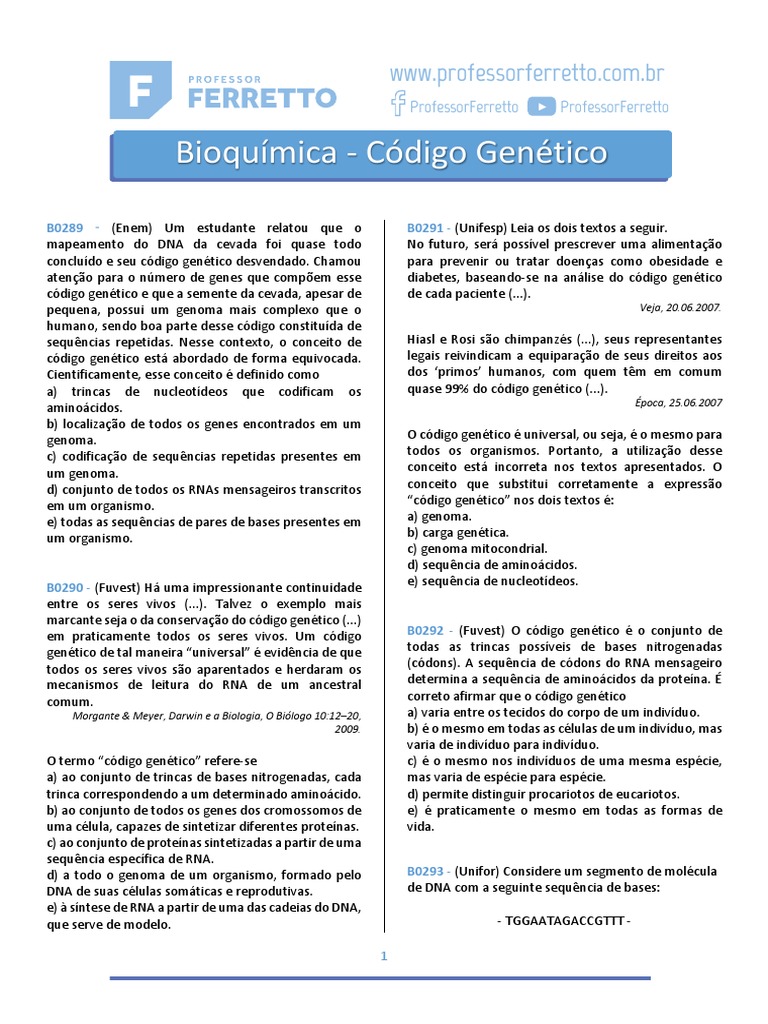 Código Genético: Estrutura e Funções | PDF | RNA | Código genético