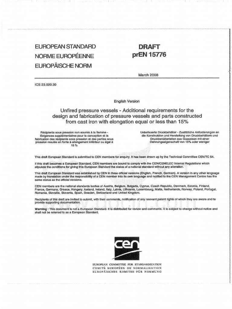 prEN 15776 - 2008 | PDF