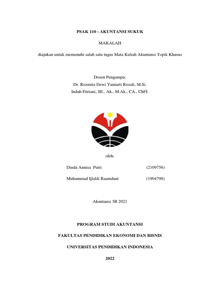 Akuntansi Sukuk Berdasarkan PSAK 110 | PDF | Pengelolaan Keuangan ...