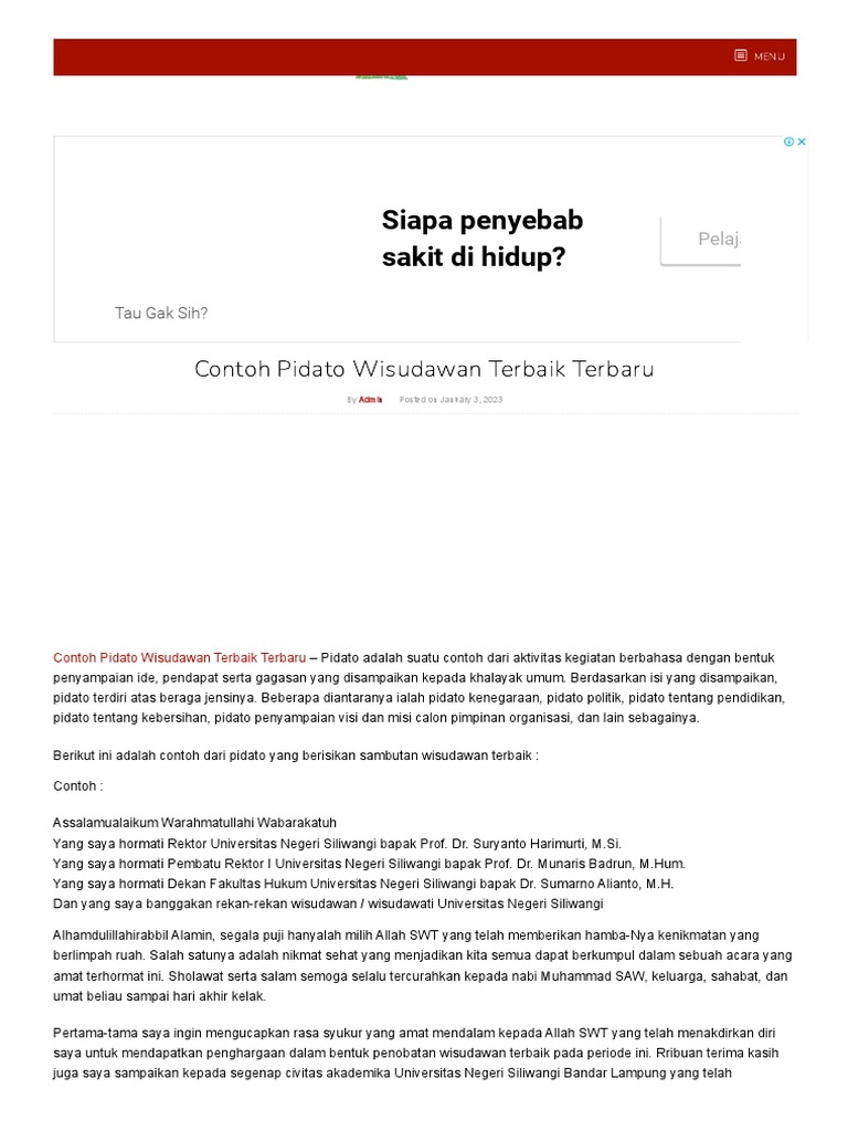 Contoh Pidato Wisudawan | PDF