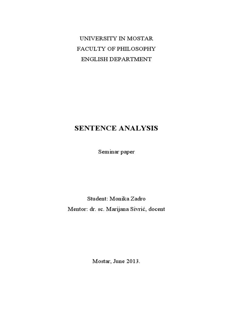 Syntax Seminar Paper, Monika Zadro | PDF | Cognitive Science | Grammar