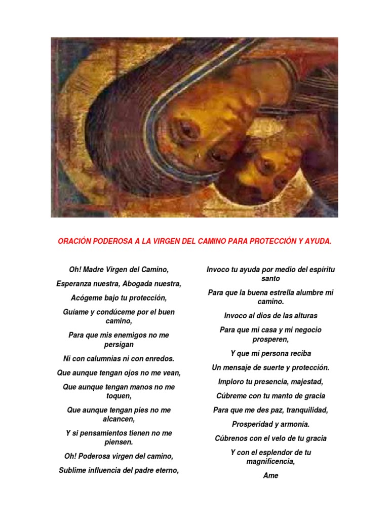 Oración Poderosa A La Virgen Del Camino para Protección y Ayuda | PDF