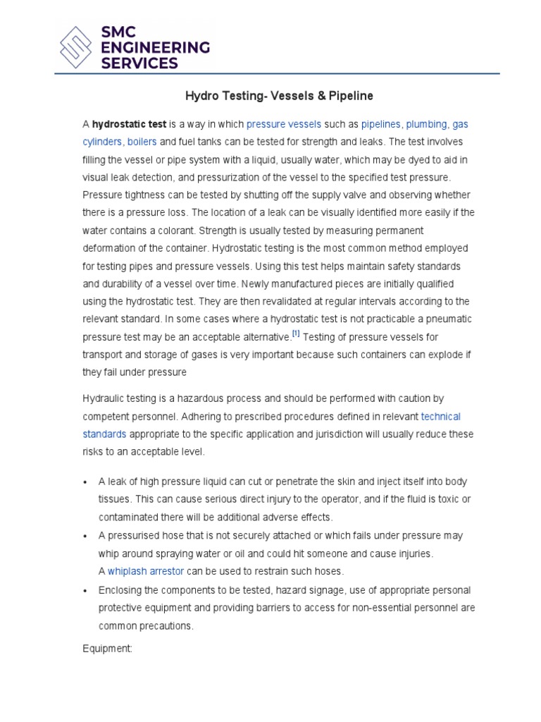 Hydro Testing Pressure Vessel | PDF | Liquids | Energy Technology