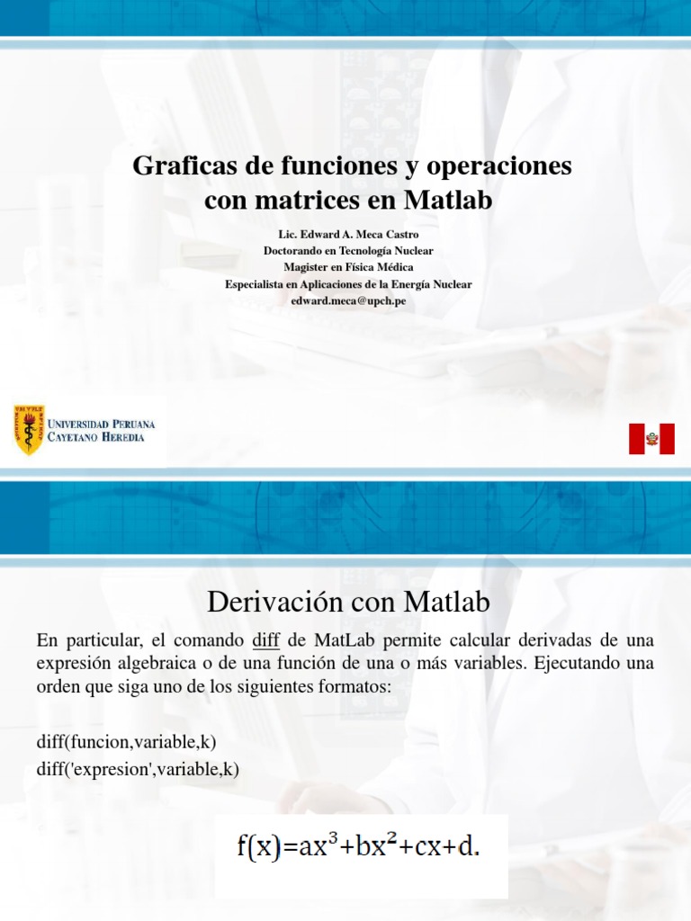 Clase 6. Graficas de Funciones y Operaciones Con Matrices en Matlab | PDF | Matlab | Integral