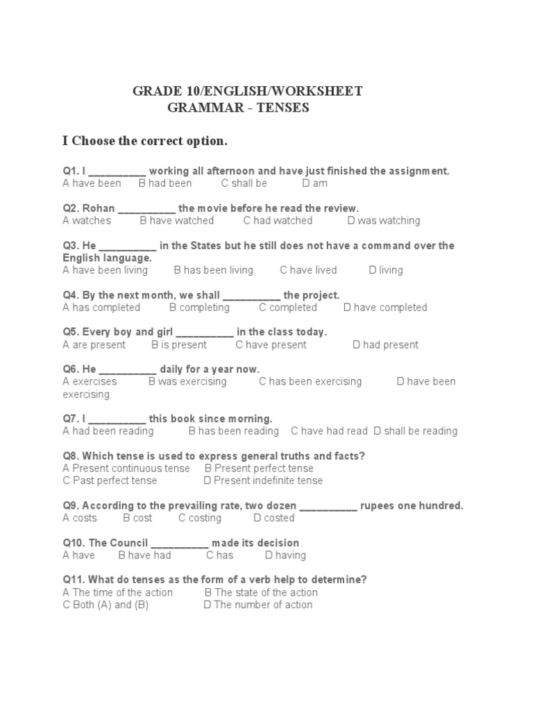 Grammar - Tenses | PDF | Grammatical Tense | Verb