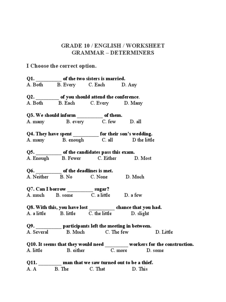 Grammar Determiners Pdf