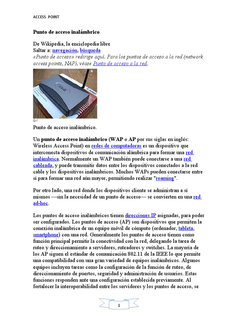 Punto de acceso inalámbrico | PDF | Punto de acceso inalámbrico | Tecnología móvil