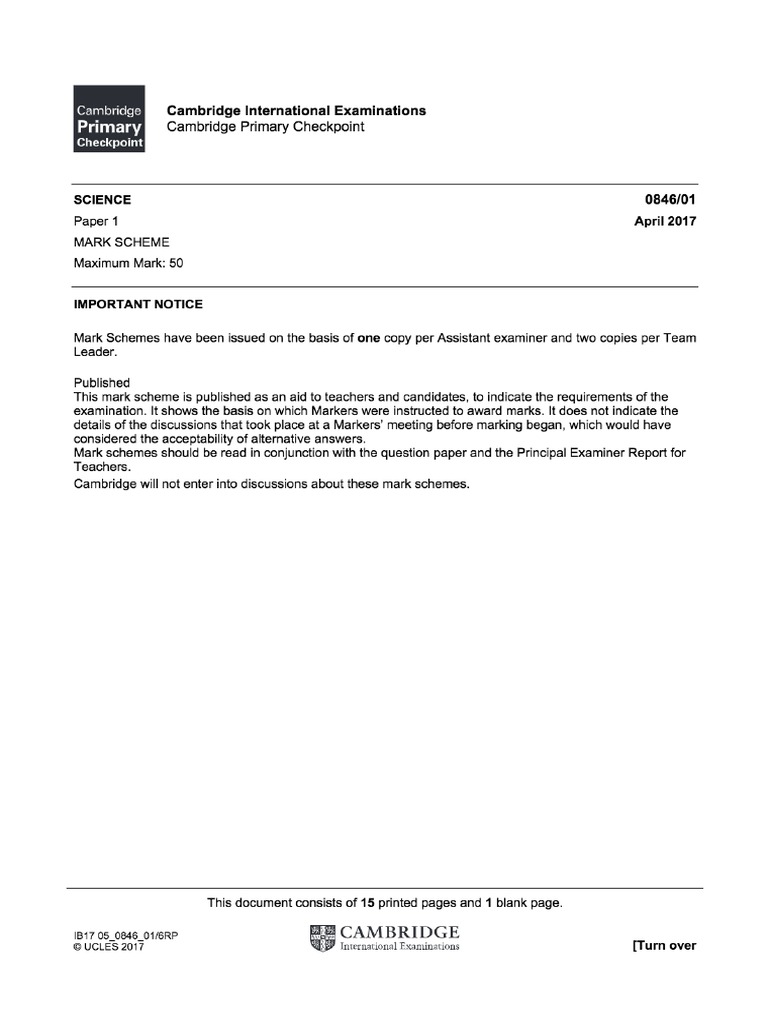 (0846) April 2017 Paper 1 MS | PDF