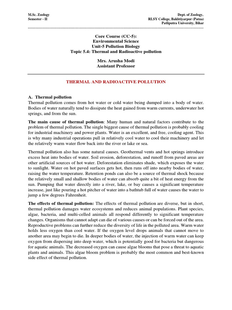 Zoology - M.Sc. - Sem - II - Thermal and Radioactive Pollution - AM | PDF | Radioactive Decay ...