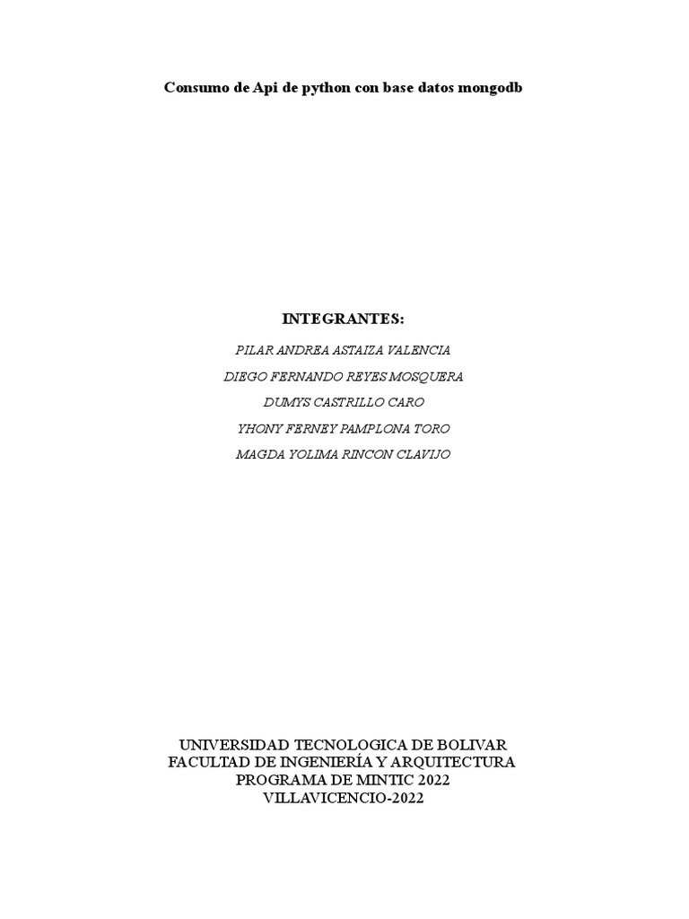 Consumo de API de Python Con Base Datos Mongodb | PDF | Arte | Informática