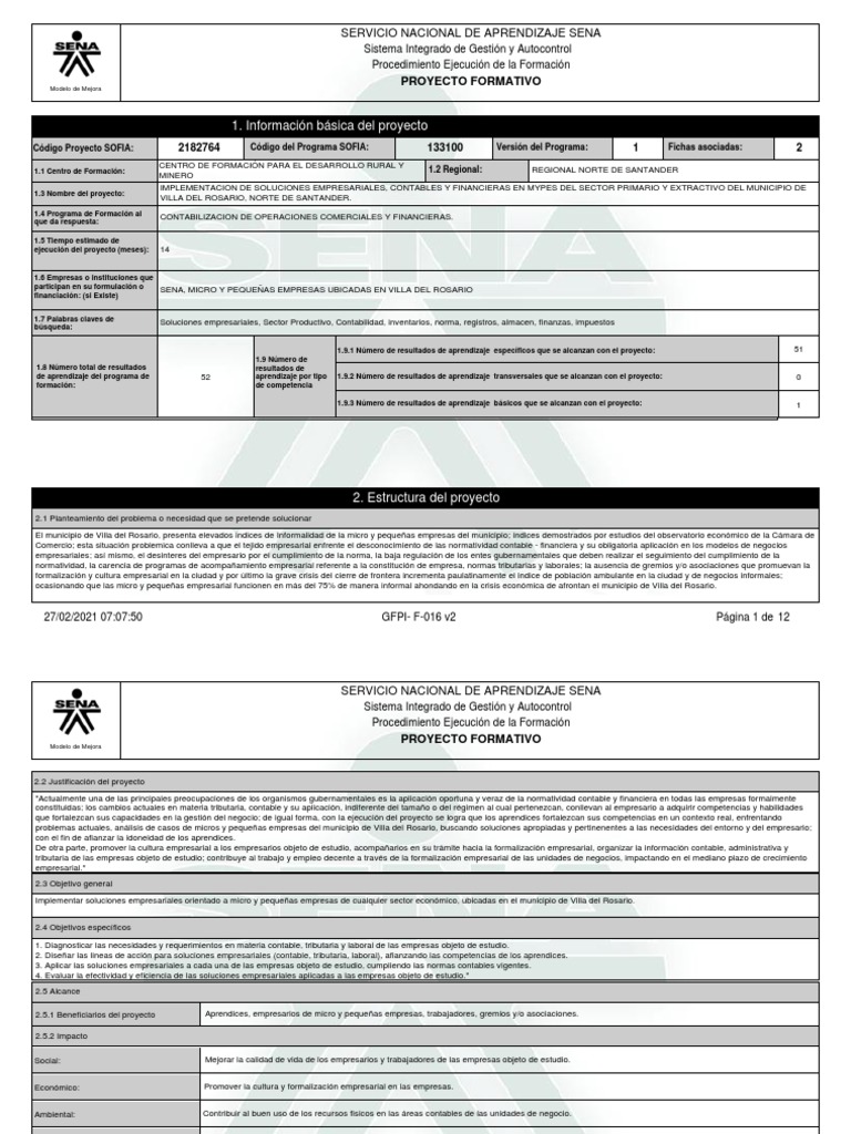 Reporte Proyecto Formativo - IMPLEMENTACION DE SOLUCIONES | PDF