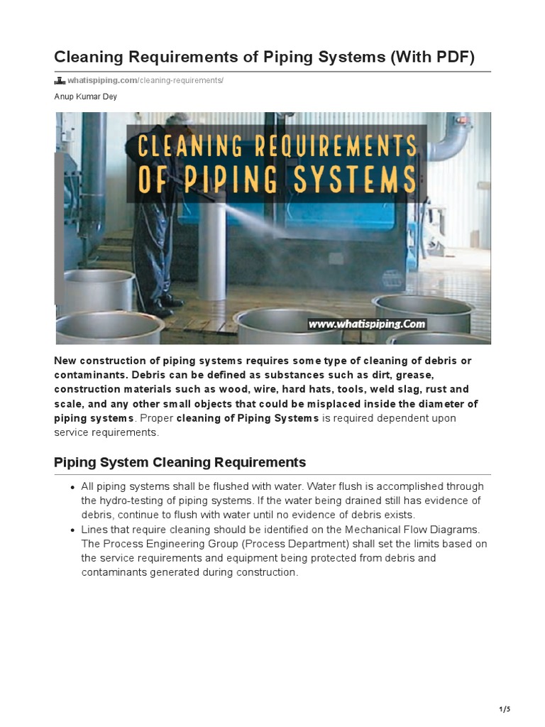 Types & Cleaning Requirements of Piping Systems | PDF | Pipe (Fluid ...