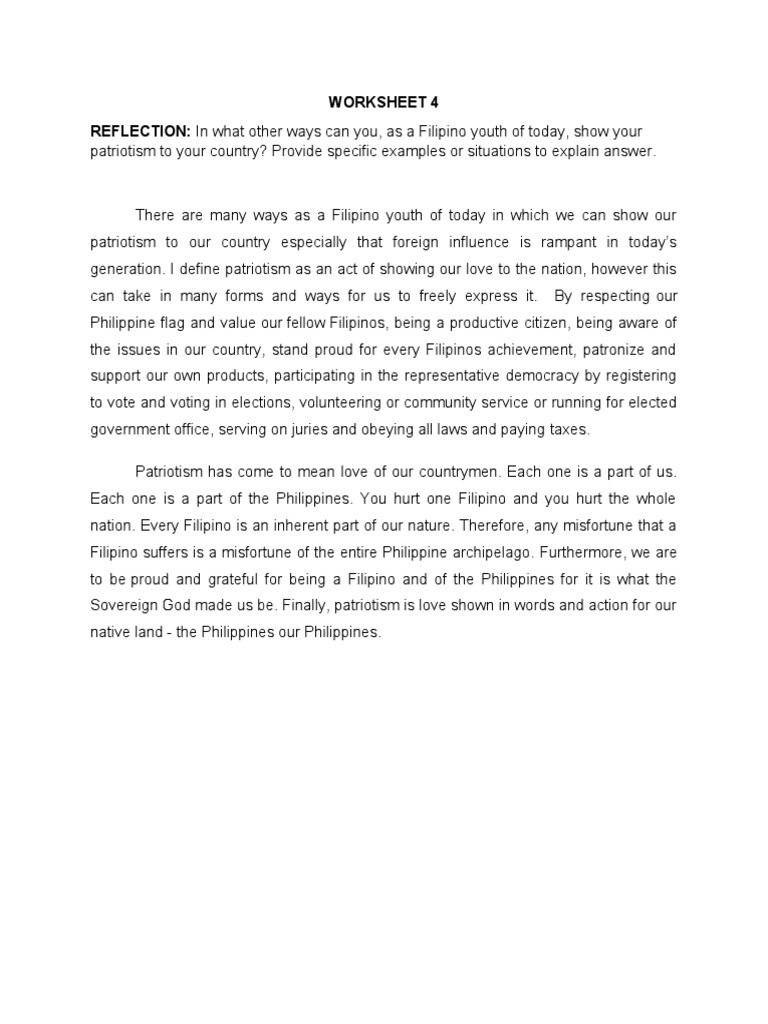 Worksheet 4 Patriotism | PDF