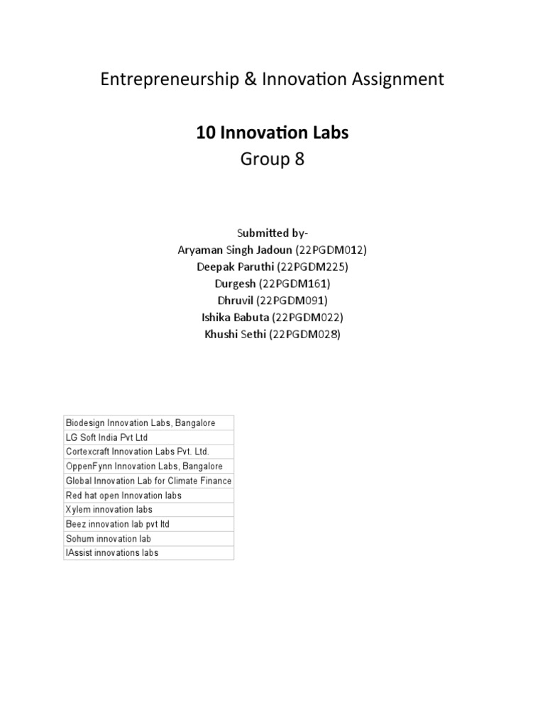 Group 8 - Innovation Labs | PDF
