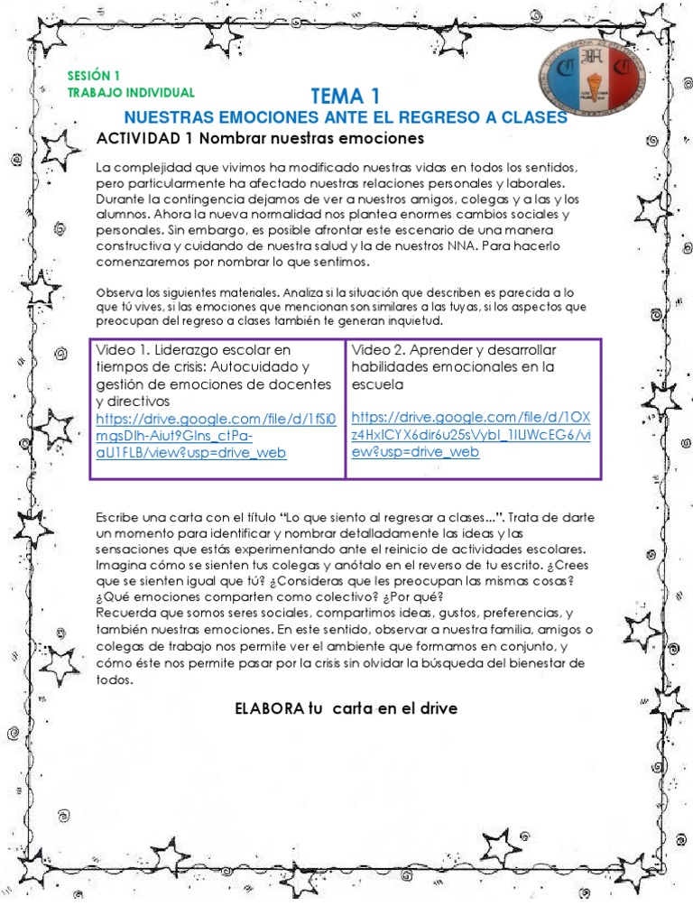 Emociones y habilidades al regresar a clases | PDF | Las emociones ...