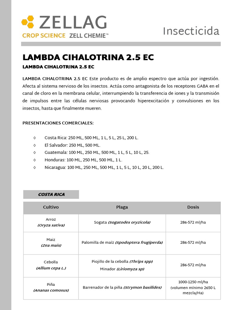 Insecticida Lambda Cihalotrina: Usos y Dosis | PDF | Cultivos | Agricultura