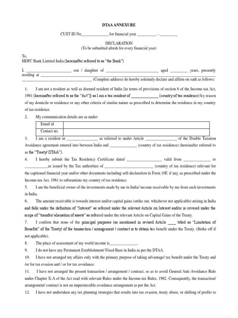 Dtaa Annexure | PDF | Taxes | Tax Treaty