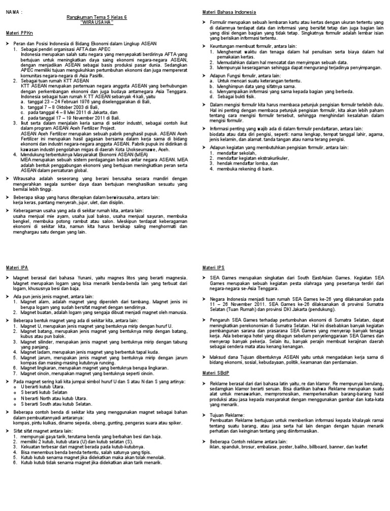 Rangkuman Materi Tema 5 | PDF