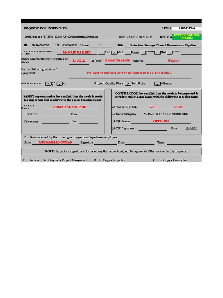 Ubtg Rfi Log-Welding | PDF | Secondary Sector Of The Economy | Applied ...
