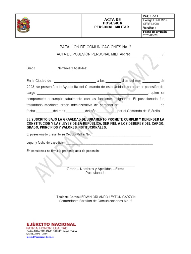 Formato Acta de Posesion 2023 | PDF