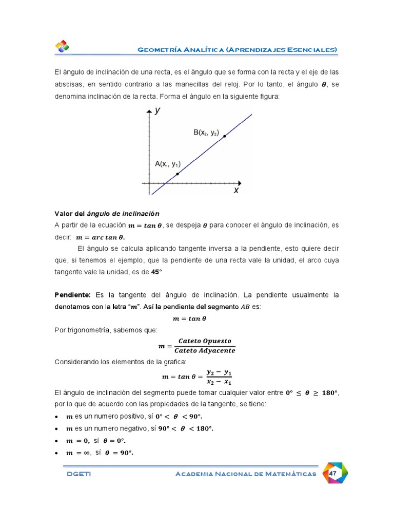 Ángulo de Inclinación de Una Recta | PDF