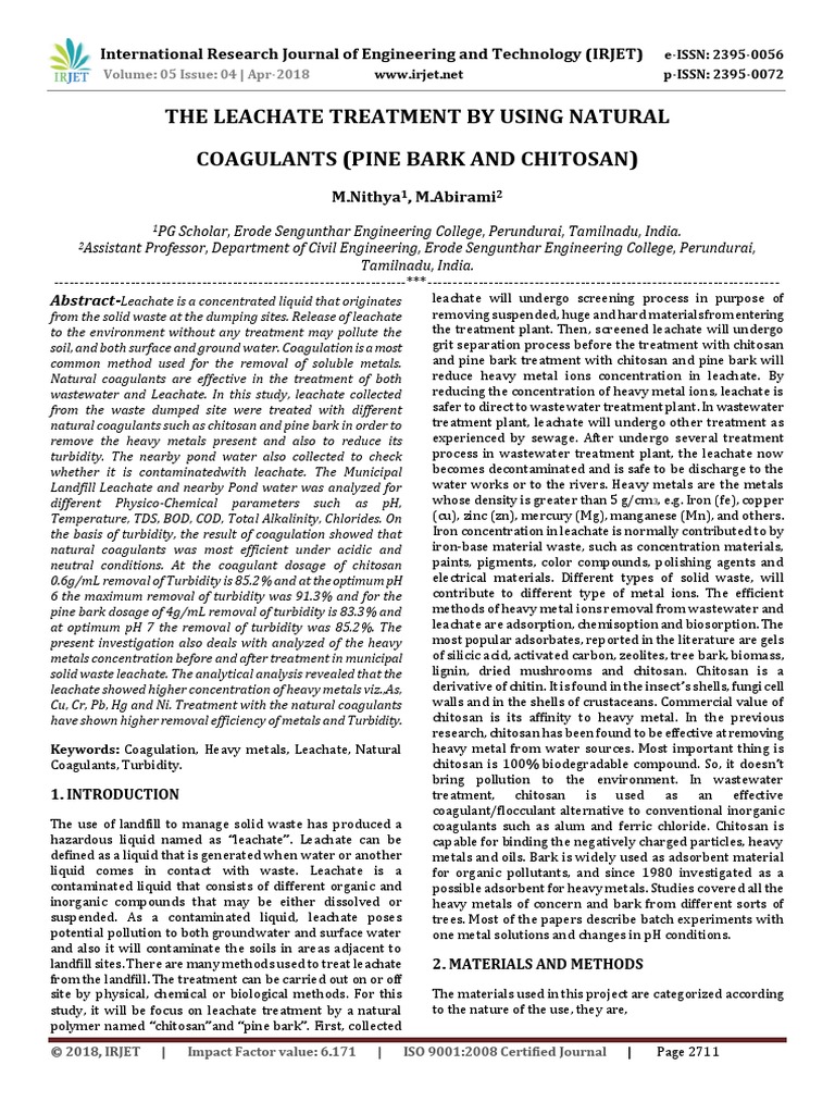 The Leachate Treatment by Using Natural | PDF | Sewage Treatment | Landfill